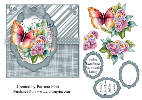 Butterflies and Flowers Square Topper - CUP1244126_1416 | Craftsuprint