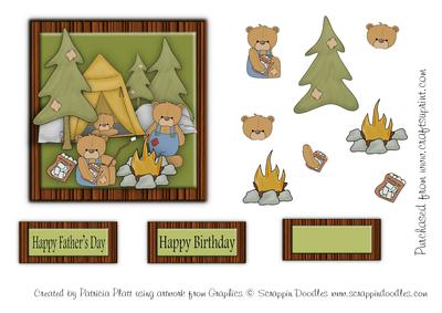 Camping Bears Father Day Square Card Topper - CUP313438_1416 | Craftsuprint