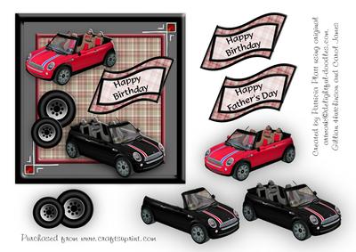 Red and Black Mini Car Square Topper - CUP410639_1416 | Craftsuprint