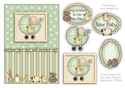 New Baby Pram and Toys Topper - CUP412593_1416 | Craftsuprint