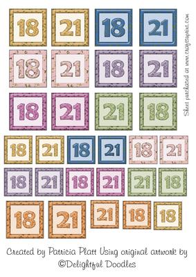 Numbers 18 and 21 Square Embelishments - CUP533550_1416 | Craftsuprint