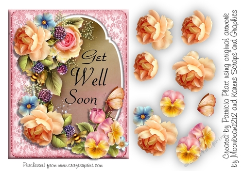 Rose Get Well Soon A5 Topper - CUP719260_1416 | Craftsuprint