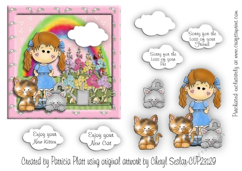 Pet Sympathy Rainbow Card Topper Cat - CUP731830_1416 | Craftsuprint