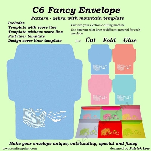 C6 Fancy Envelope - Pattern - Zebra with Mountain Template - CUP796655 ...