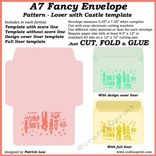 A7 Fancy Envelope – Pattern – Lover with Castle Background template ...
