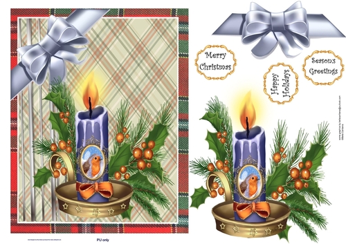 Robin Candle with Tartan - CUP924672_16808 | Craftsuprint