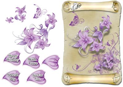 Lilac Flowers on a Scroll - CUP594063_2159 | Craftsuprint