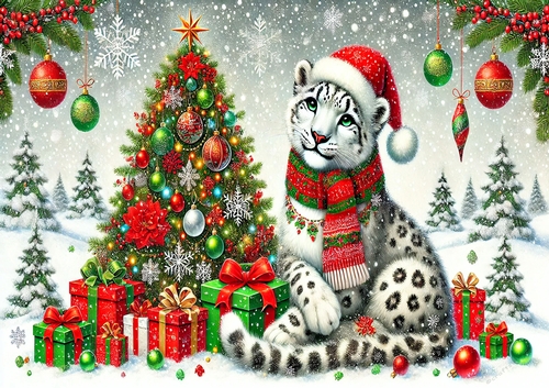 A4 - Snow Leopard Christmas - CUP1345767_124264 | Craftsuprint