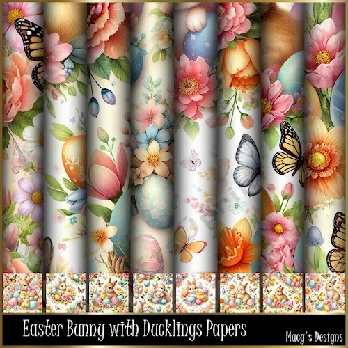 Easter Bunny with Ducklings Papers - CUP1358934_124264 | Craftsuprint
