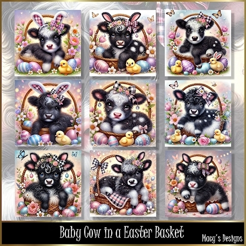 Baby Cow in a Easter Basket - CUP1359725_124264 | Craftsuprint