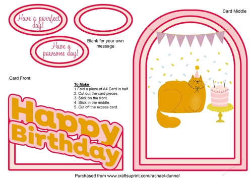 Birthday Cake Ginger Cat Pink - CUP1209891_75068 | Craftsuprint