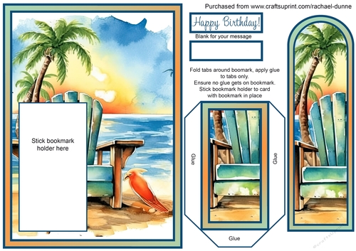 Birthday Beach Chair Bookmark Card - CUP1218465_75068 | Craftsuprint