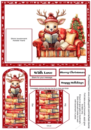 Reindeer on the Sofa Bookmark Card - CUP1263384_75068 | Craftsuprint