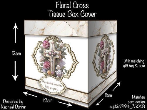 Floral Cross Tissue Box - CUP1267306_75068 | Craftsuprint