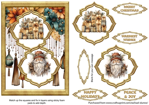 Boho Santa with Gifts Two Fancy Squares - CUP1268231_75068 | Craftsuprint