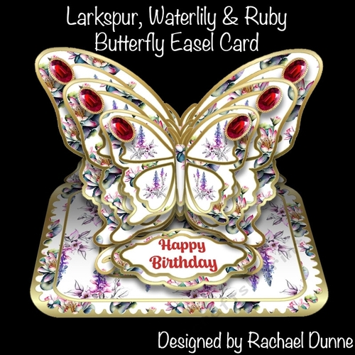 Larkspur, Waterliliy & Ruby (July) Butterfly Easel Card - CUP1273292 ...