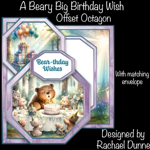 A Beary Big Birthday Wish Offset Octagon - CUP1285977_75068 | Craftsuprint