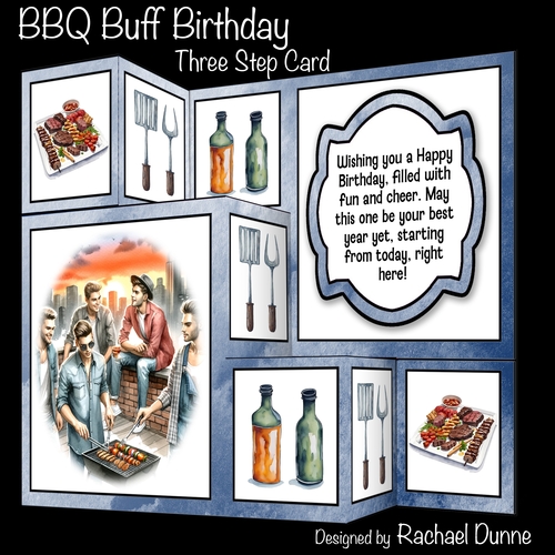 BBQ Buff Birthday Three Step Card - CUP1292277_75068 | Craftsuprint
