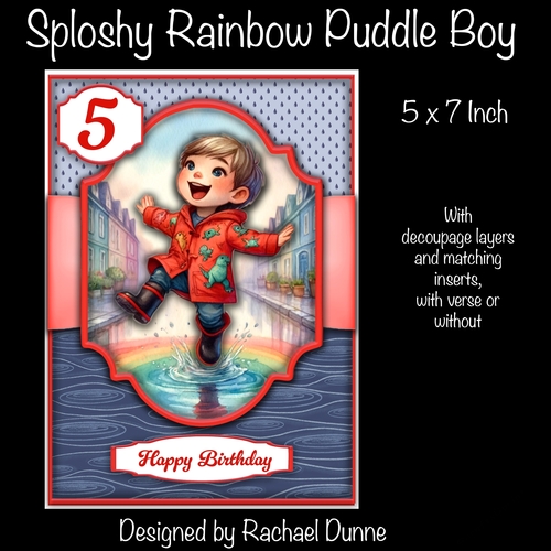Sploshy Rainbow Puddle Boy 5 x 7 Inch - CUP1295677_75068 | Craftsuprint