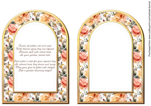 Floral Welly Boots Gold Arch 5 x 7 Insert - CUP1300220_75068 | Craftsuprint