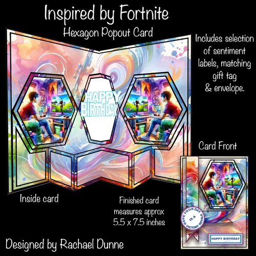 Inspired by Fortnite Hexagon Popout Card - CUP1302139_75068 | Craftsuprint