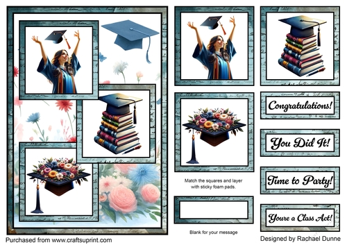 Floral Female Graduate Three Squares - CUP1304574_75068 | Craftsuprint