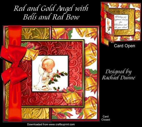 Red and Gold Angel with Bells and Green Bow - CUP834078_75068 ...