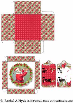 Decorating Santa Square Box with Lid - CUP28636_155 | Craftsuprint