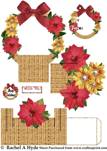 Christmas Poinsettias Basket Card - CUP813826_155 | Craftsuprint