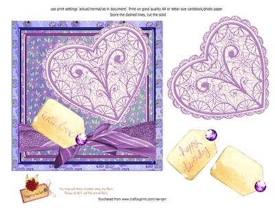 PS137 Lovely Purple Heart Topper - CUP639695_1415 | Craftsuprint