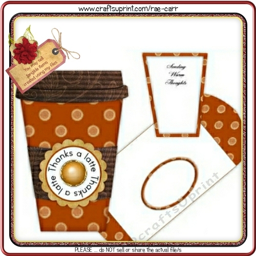 111 Latte Cup Shaped Card - CUP691444_1415 | Craftsuprint