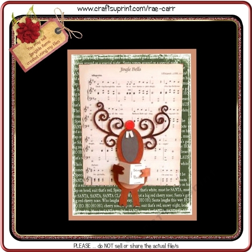 341 Singing Reindeer Card Front - CUP692067_1415 | Craftsuprint