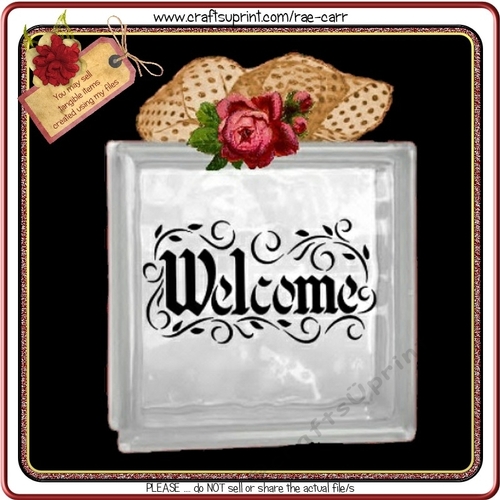 737 Welcome Glass Block Vinyl - CUP695703_1415 | Craftsuprint