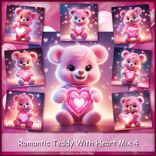 Romantic Teddy With Heart Mix 4 - CUP1274478_442 | Craftsuprint