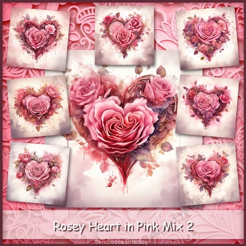 Rosey Heart in Pink Mix 2 - CUP1275897_442 | Craftsuprint
