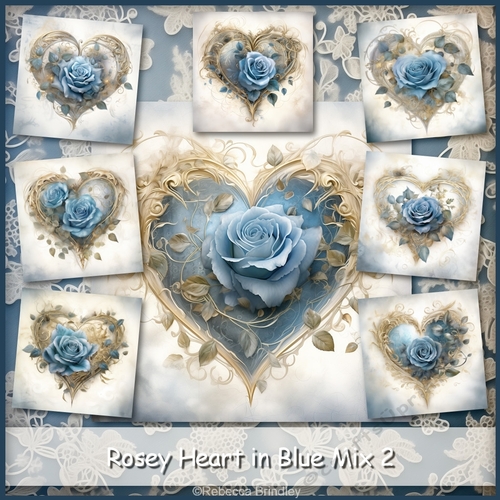 Rosey Heart in Blue Mix 2 - CUP1275900_442 | Craftsuprint