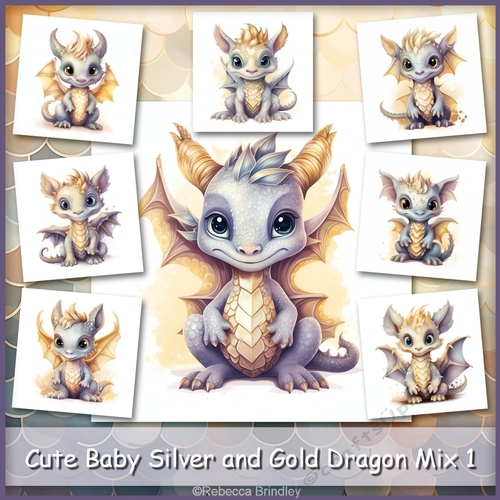 Cute Baby Silver and Gold Dragon Mix 1 - CUP1277251_442 | Craftsuprint