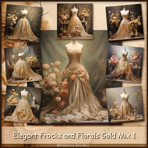 Elegant Frocks and Florals Gold Mix 1 - CUP1278348_442 | Craftsuprint