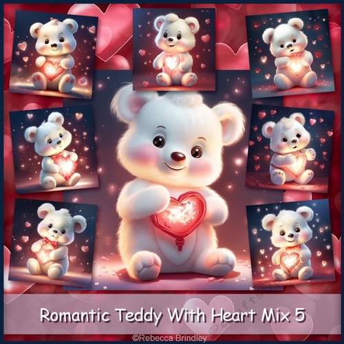 Romantic Teddy With Heart Mix 5 - CUP1281751_442 | Craftsuprint