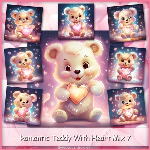 Romantic Teddy With Heart Mix 7 - CUP1281753_442 | Craftsuprint