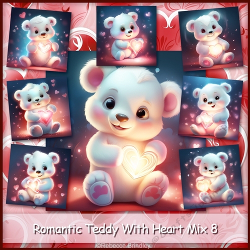 Romantic Teddy With Heart Mix 8 - CUP1281754_442 | Craftsuprint