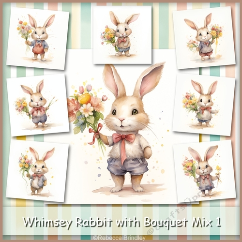 Whimsey Rabbit with Bouquet Mix 1 - CUP1283104_442 | Craftsuprint