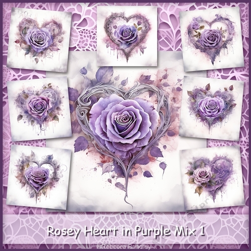 Rosey Heart in Purple Mix 1 - CUP1285156_442 | Craftsuprint