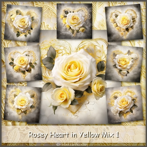 Rosey Heart in Yellow Mix 1 - CUP1285158_442 | Craftsuprint