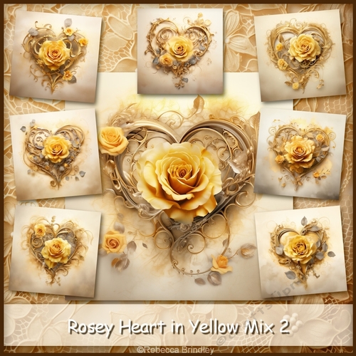 Rosey Heart in Yellow Mix 2 - CUP1285160_442 | Craftsuprint