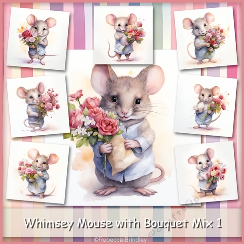 Whimsey Mouse with Bouquet Mix 1 - CUP1286915_442 | Craftsuprint