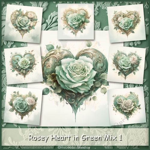 Rosey Heart in Green Mix 1 - CUP1292110_442 | Craftsuprint
