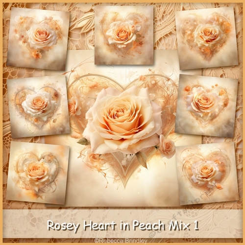 Rosey Heart in Peach Mix 1 - CUP1292112_442 | Craftsuprint