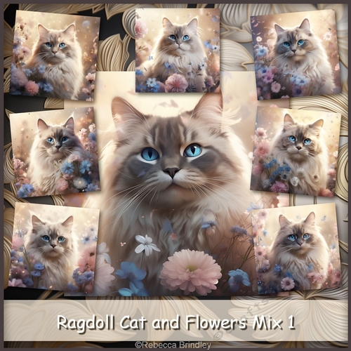 Ragdoll Cat and Flowers Mix 1 - CUP1292904_442 | Craftsuprint