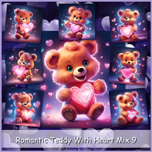 Romantic Teddy With Heart Mix 9 - CUP1307854_442 | Craftsuprint